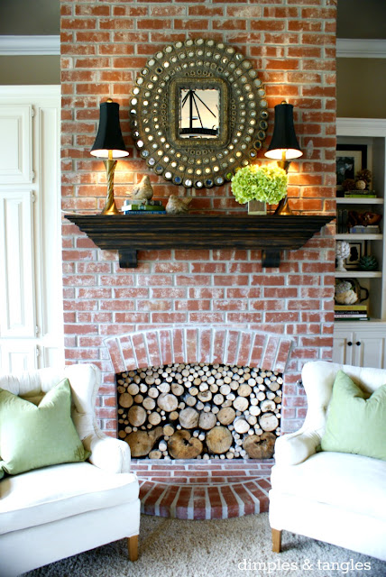 Lemons to Lemonade {Log Filled Fireplace} | Dimples and Tangles