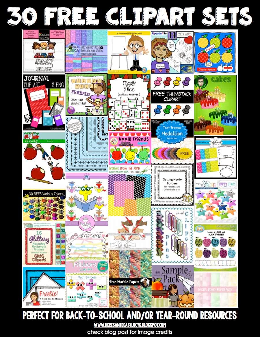 Here's an idea: A selection of 30 FREE clipart sets for back-to-school ...
