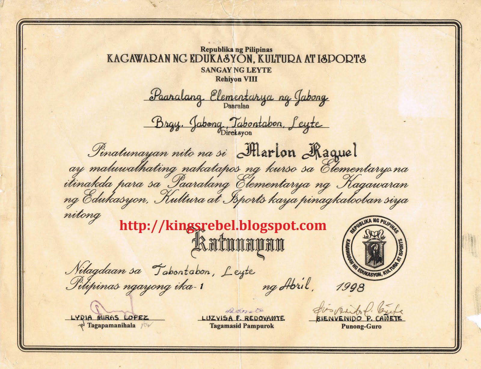 Tidbits and Bytes: Example of Elementary Diploma - Jabong Elementary School