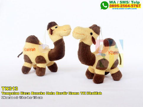 Tempelan Kaca Boneka Unta Bordir Nama TK Khalifah | Souvenir Pernikahan