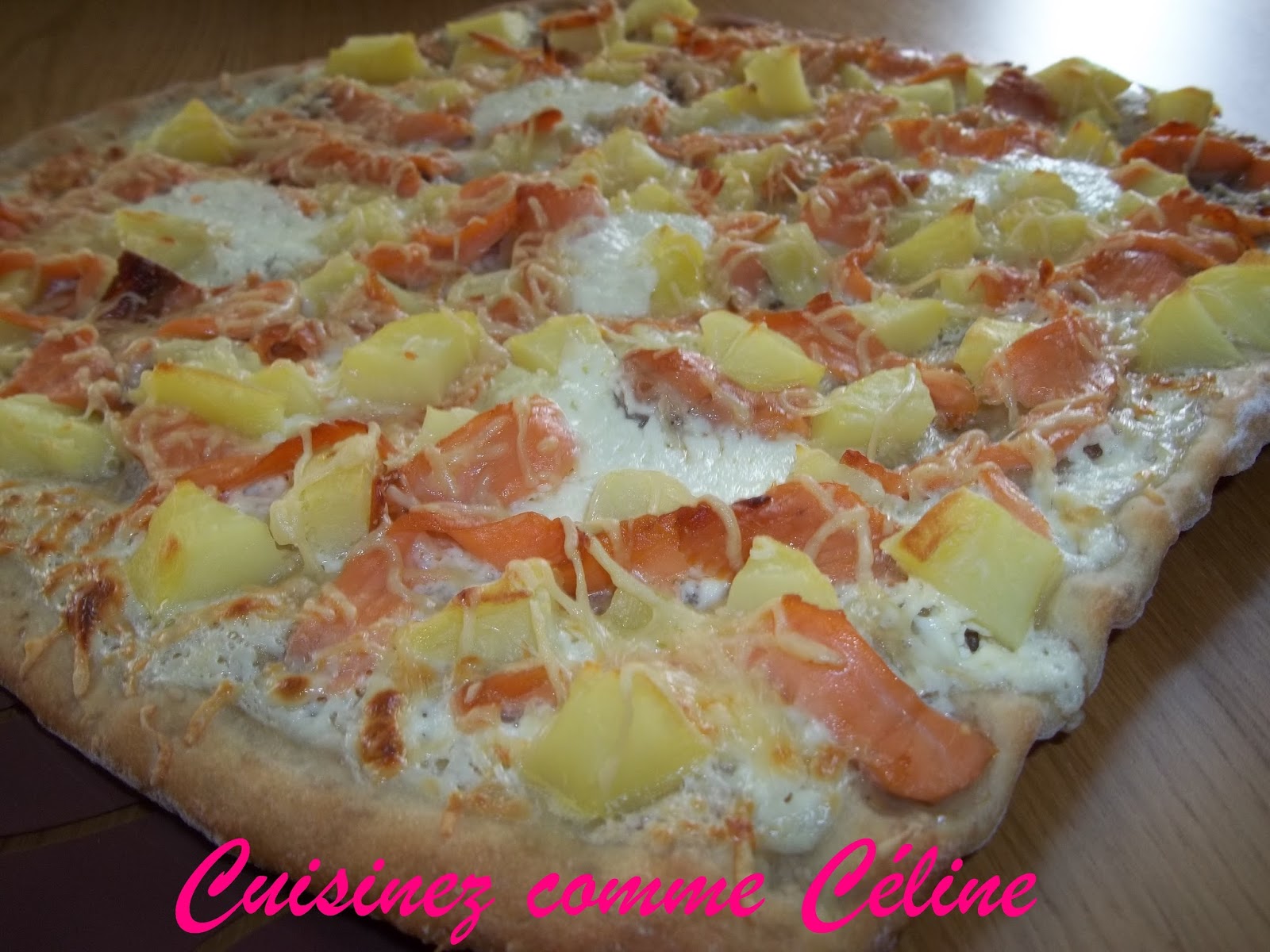 CuisinezcommeCéline: Pizza sésame, saumon, crème, pommes de terre