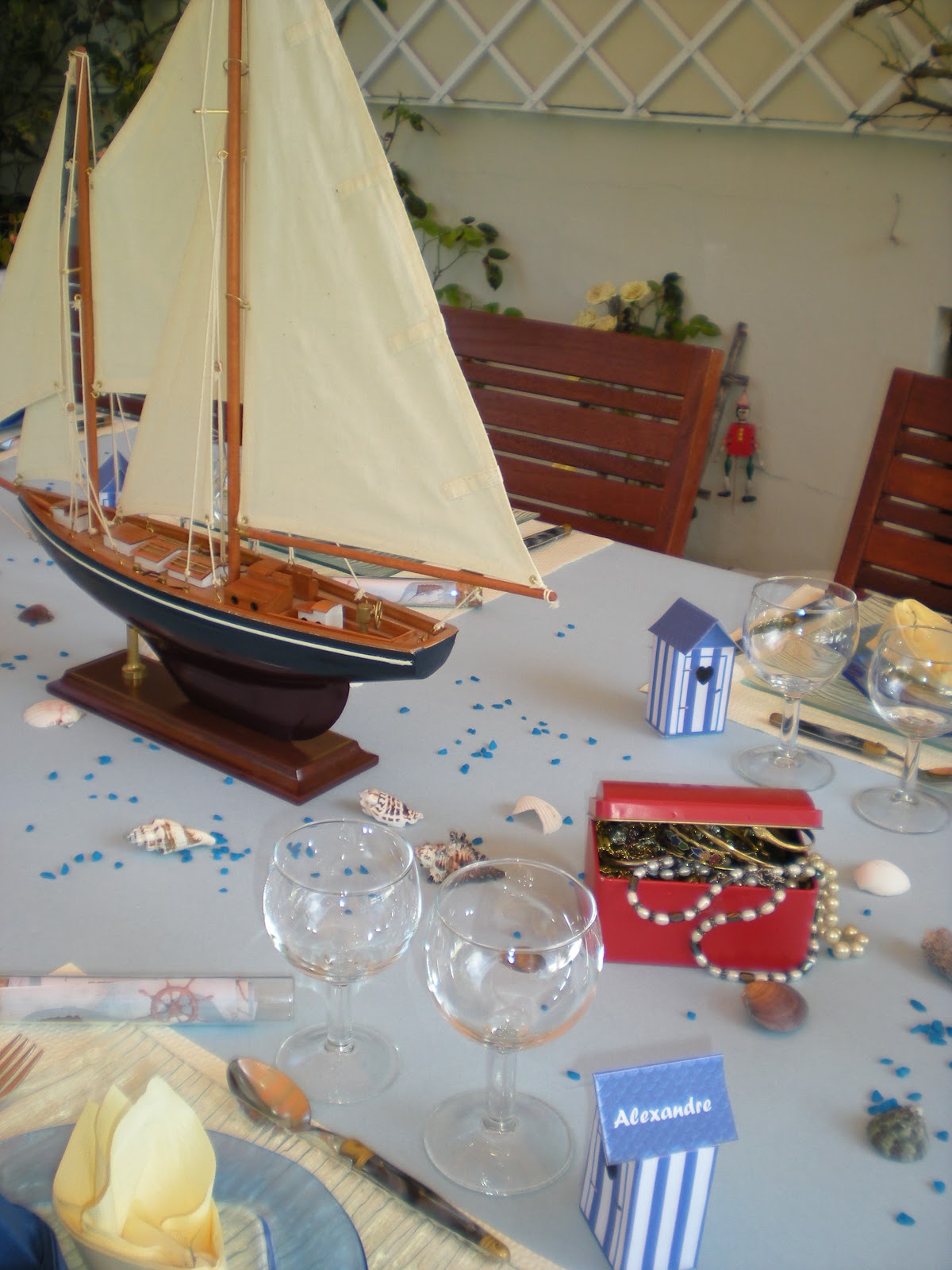 Déco de table à thèmes: Décoration sur le thème de "la mer".....
