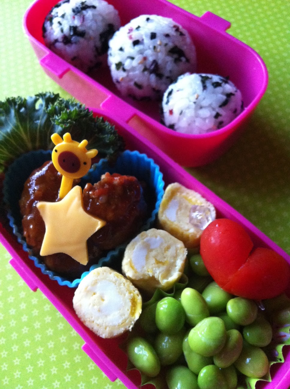 Oh! My Bento: Rice balls with meat ball
