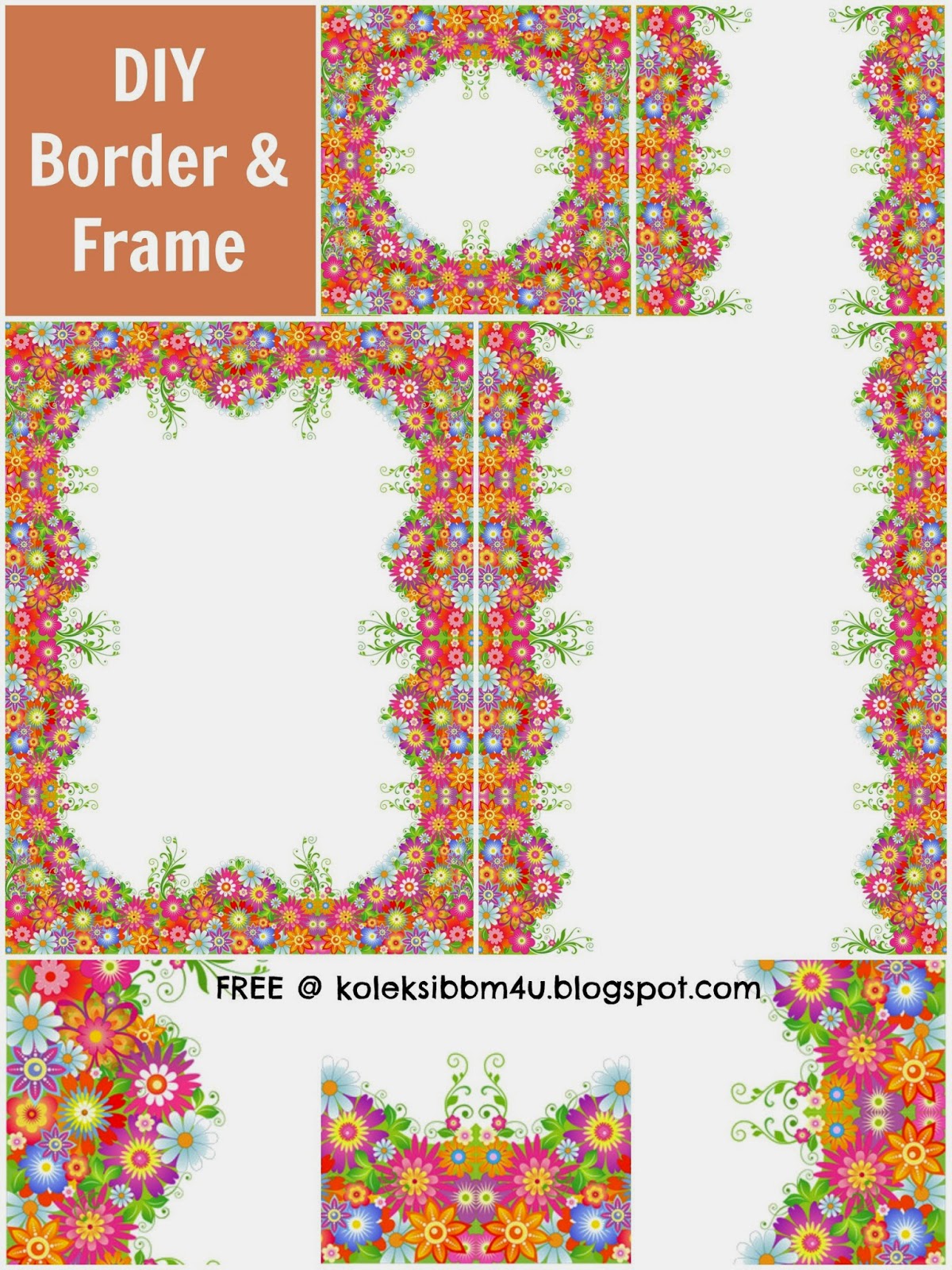 Koleksi Bahan Bantu Mengajar: DIY Border and Frame - Bunga (.png)