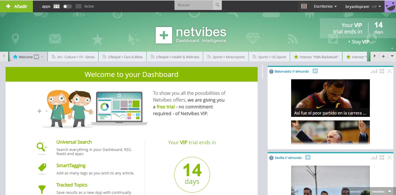 Características de netvibes