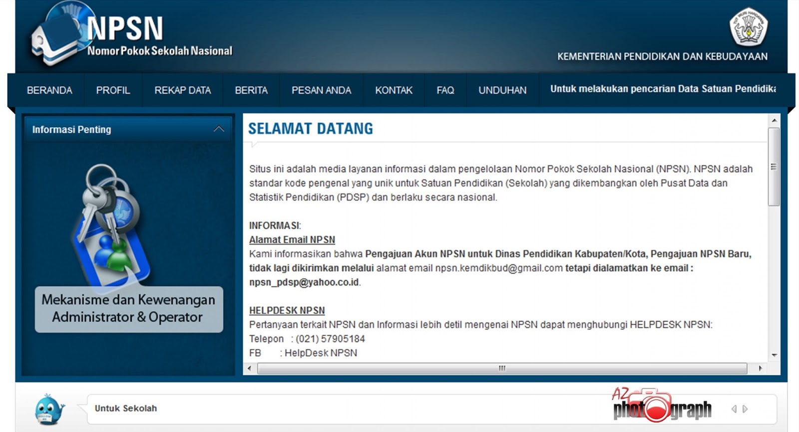 SDN CANGKIR: Nomor Pokok Sekolah Nasional (NPSN)