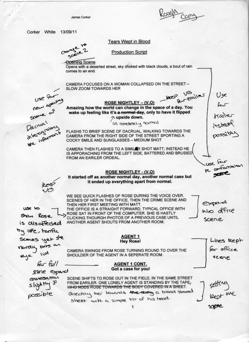 James Corker's A2 Media Blog: Final Project Planning - Script (Rough Copy)