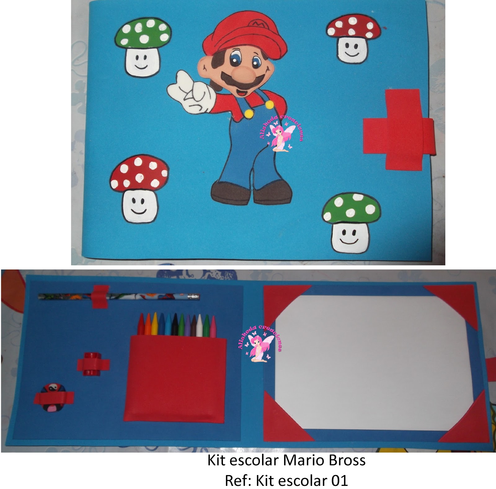 Alisheda creaciones: Kit escolar Mario Bross
