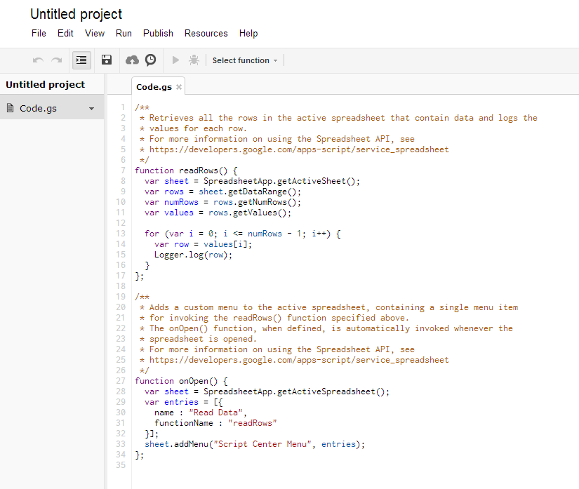 Google Apps Script Snippets: Create your first Google Apps Script