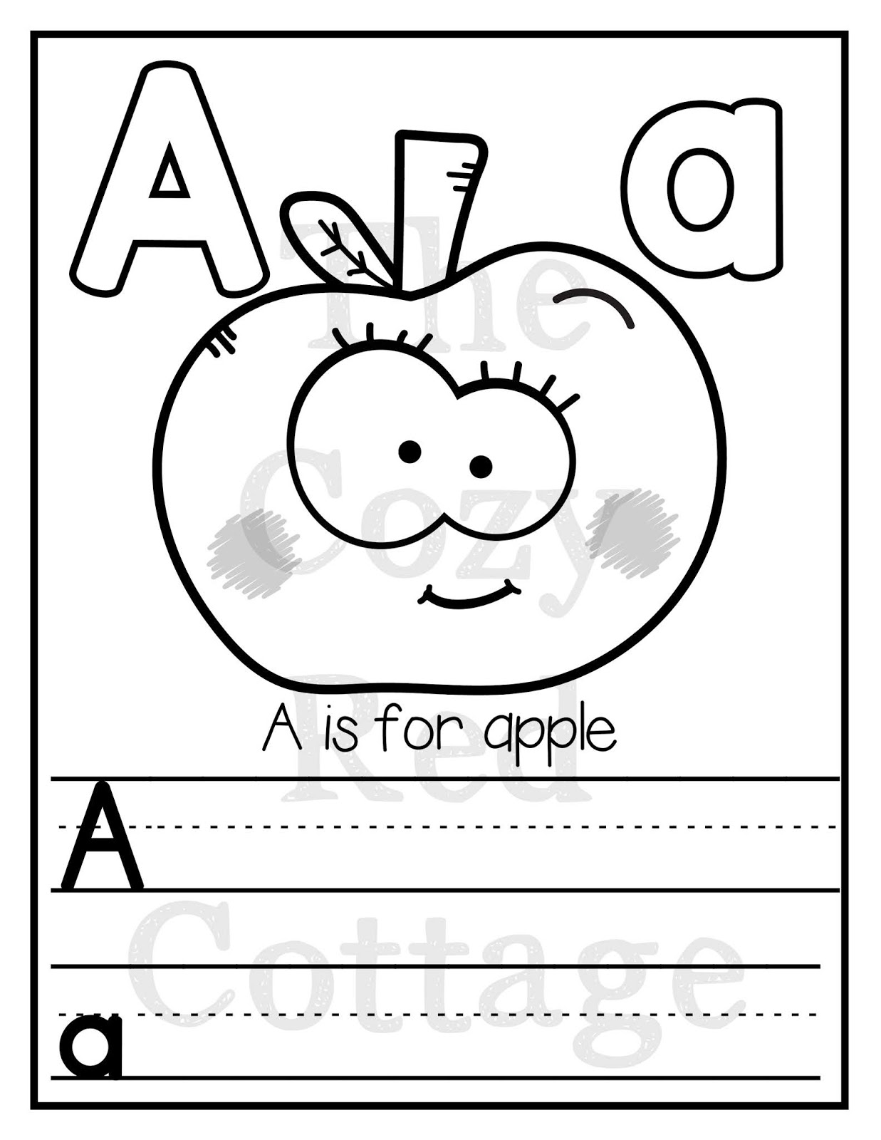 The Cozy Red Cottage: A is for Apple Free Tracer Page