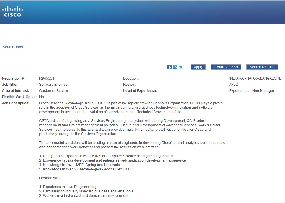 Cisco Job Opening For Freshers/Exp as Software Engineer - September ...