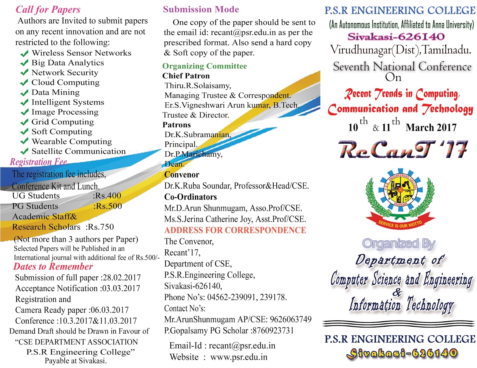 Gopalsamy: P.S.R.Engineering College