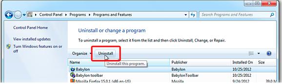 How to remove the Babylon toolbar, search and home page on Windows 8 ...