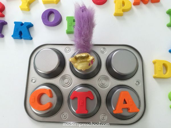 Muffin Tin CVC Spelling Activity