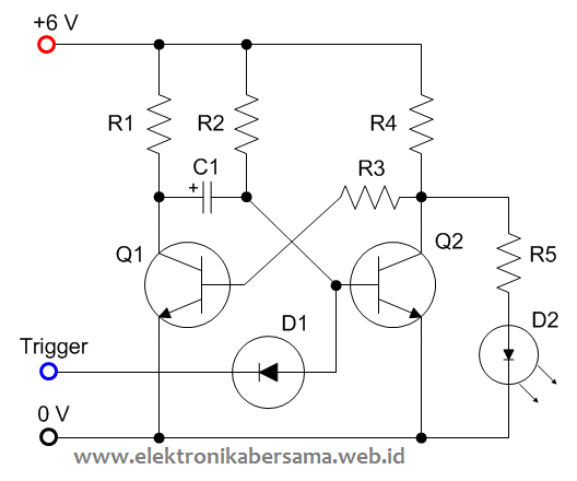 Rangkaian Generator Pulsa / Monostabil | Elektronika Bersama