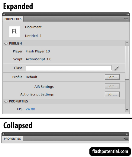 PART 1 - Creating a new Flash document and choosing a workspace layout ...