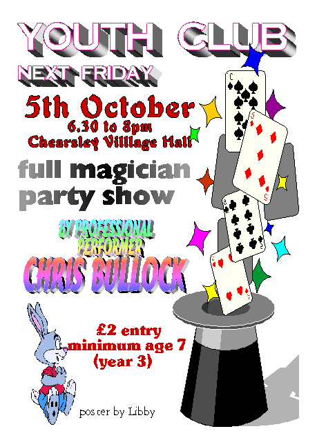 Chearsley: Youth Club Magic Party Show - Friday 5th