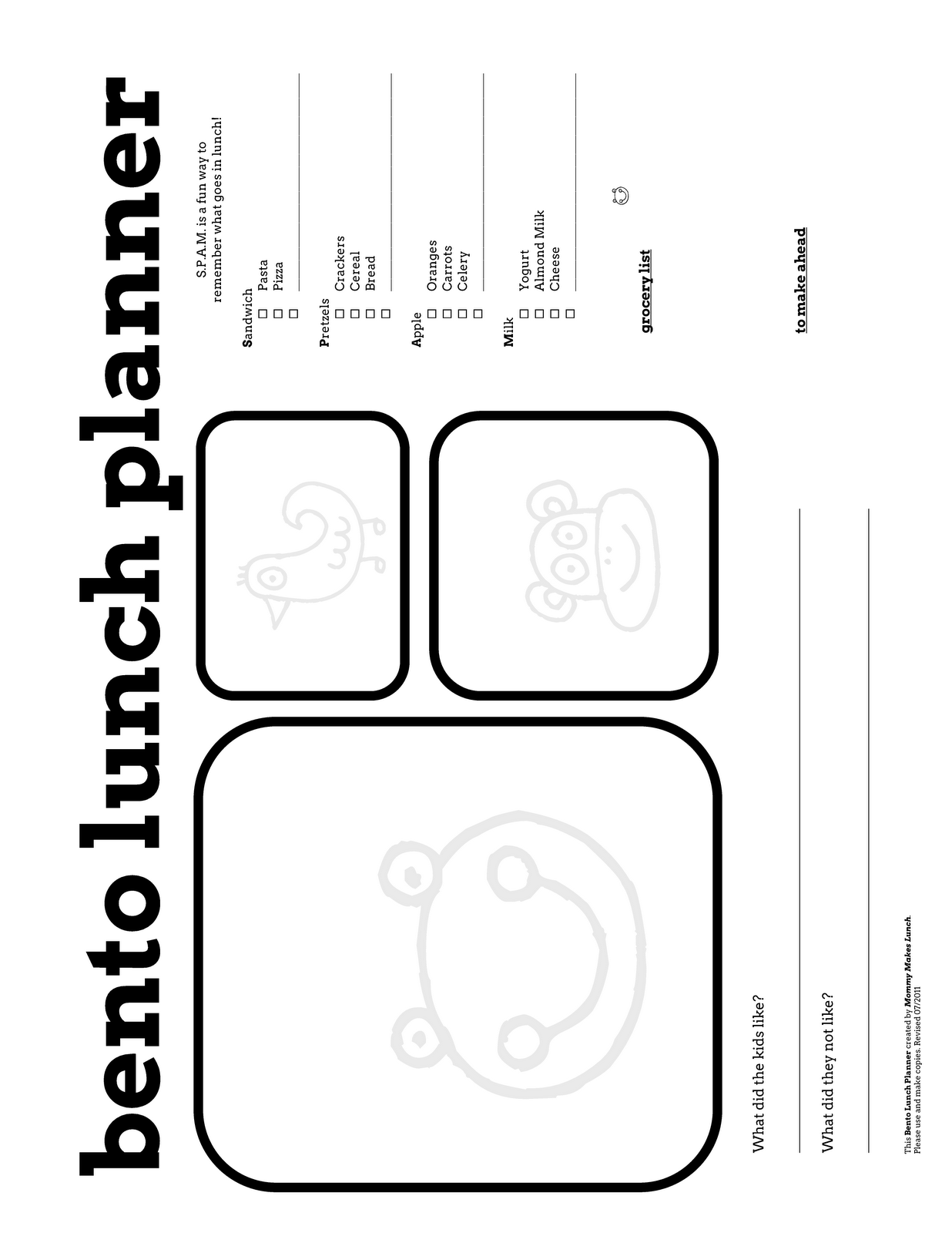 mommy makes lunch: FREE Printable Bento Lunch Planner