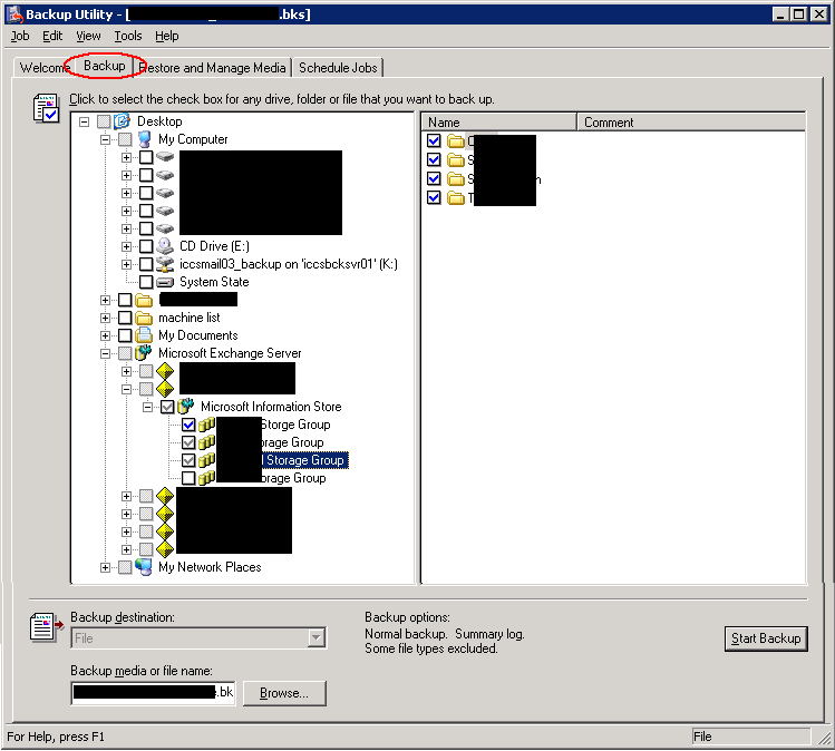 Exchange 2003 Automatic Backup Script using NTBackup