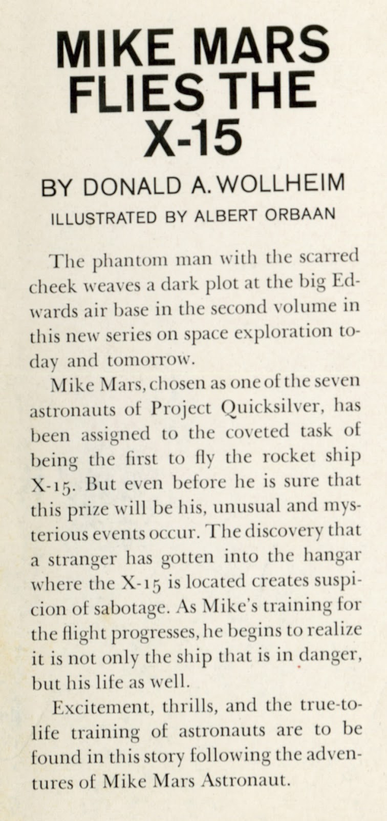 Dreams of Space - Books and Ephemera: Mike Mars Flies the X-15 (1961)