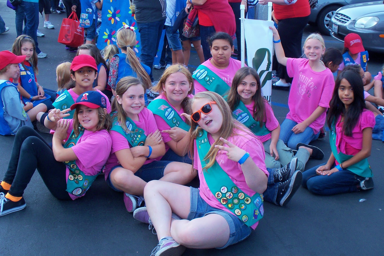 HUNTINGTON BEACH GIRL SCOUT TROOP 746: ANGEL GAME AND BANNER PARADE 2012
