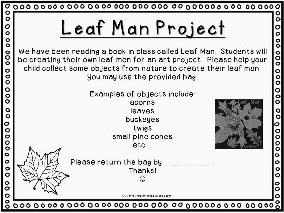 Mrs. Wheeler's First Grade Tidbits: Leaf Man Freebie