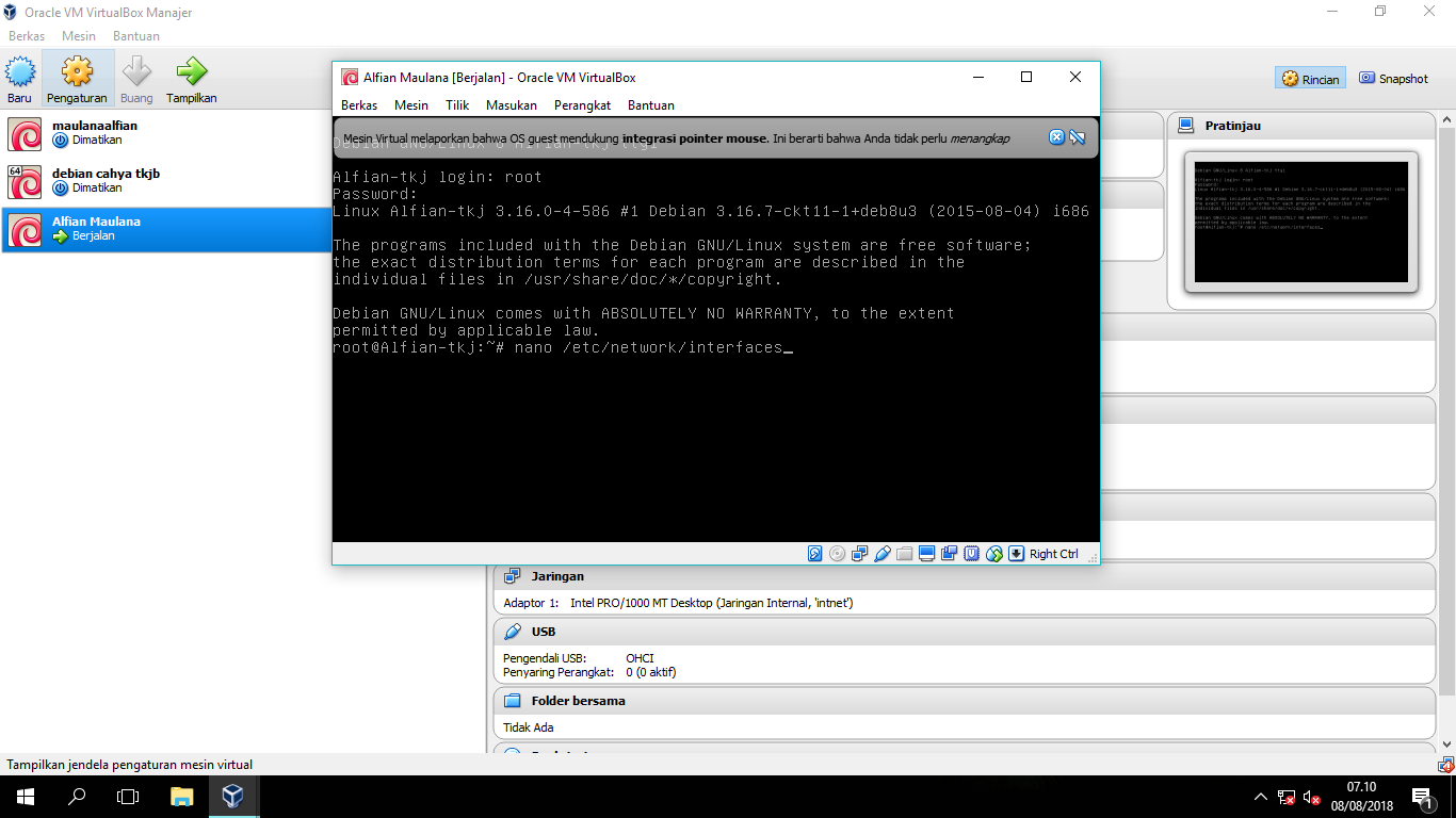 Instalasi Debian dan Setting IP