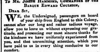 The EDWARD COULSON 1833: Cork to Australia
