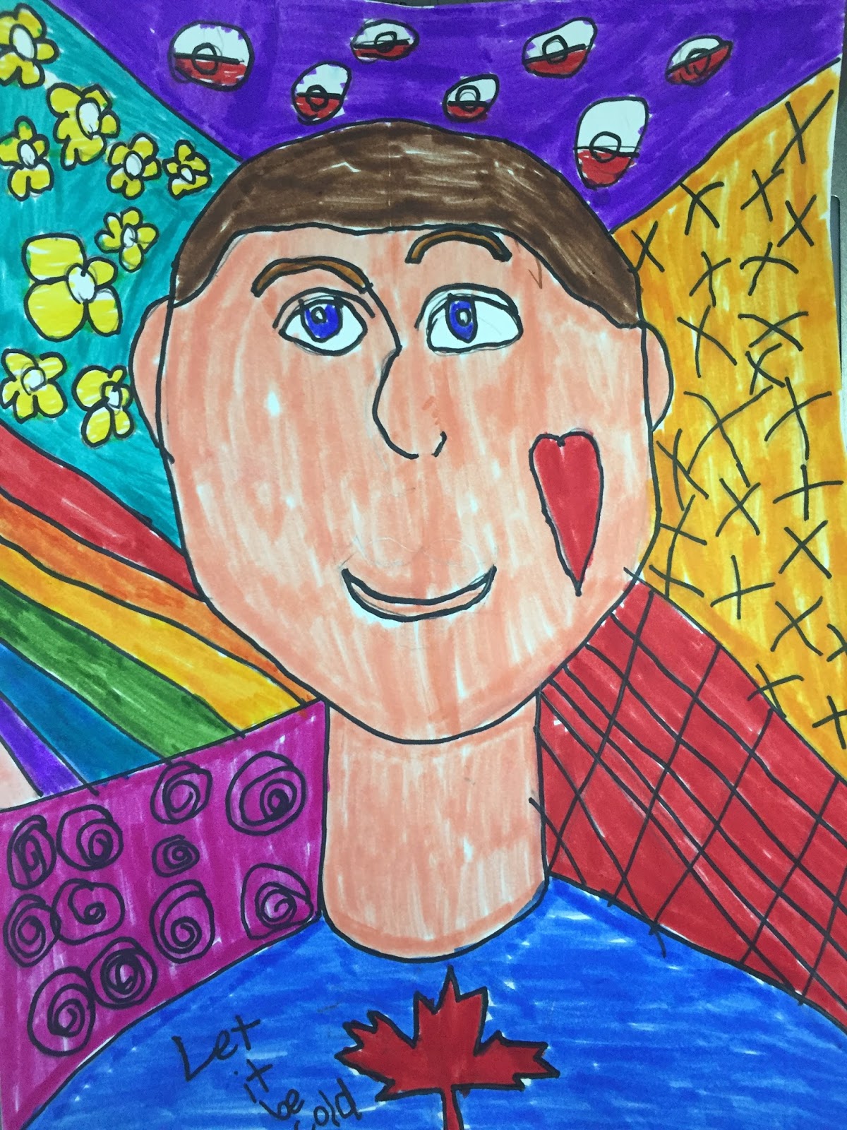 Elements of the Art Room: 4th & 5th Grade Romero Britto Self-Portraits