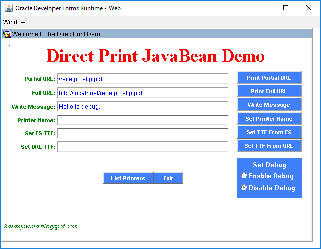 Hasan Jawaid: Direct Print using JavaBean
