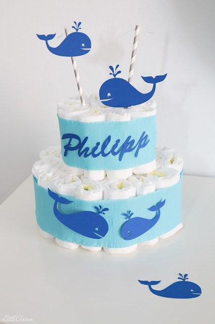 DIY Windeltorte als Geschenk zur Geburt - Wal