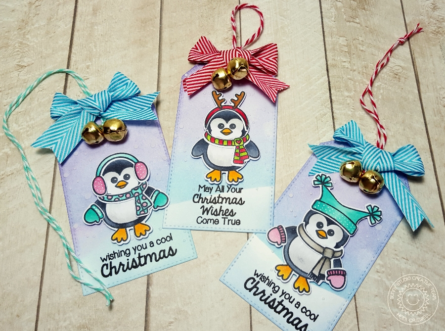 Sunny Studio: Bundle Up Winter Penguin Holiday Gift Tags With Heidi