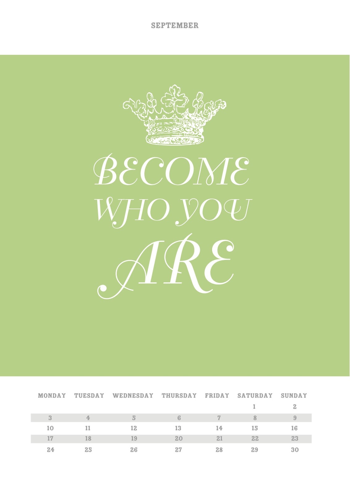 You are In Good Company: GOOD ON PAPER - September Calendar