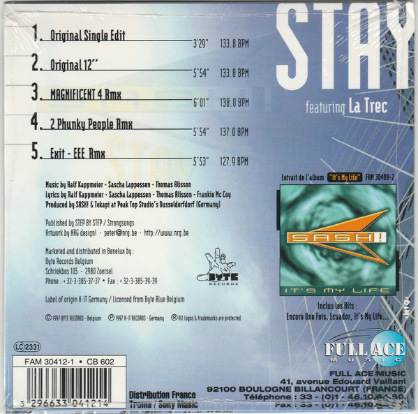 MUSICOLLECTION: SASH! - Stay - CD 2titres - 1997