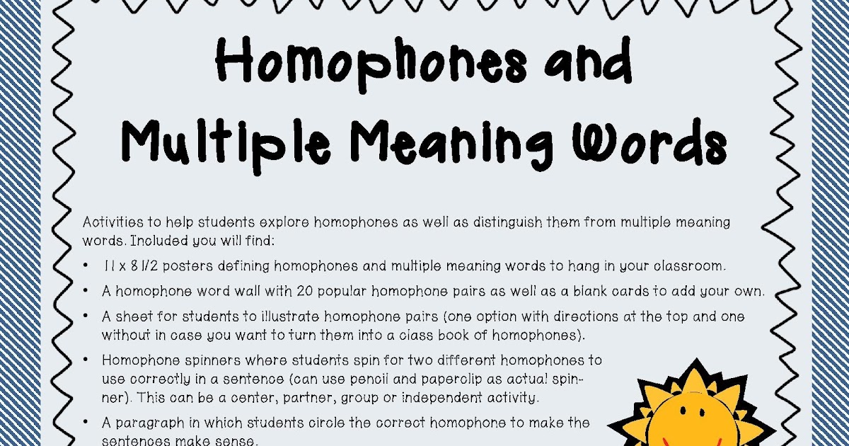 Homophones And Multiple Meaning Words