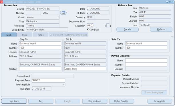 Oracle Applications: PA – Oracle R12 Project Billing Training Manual