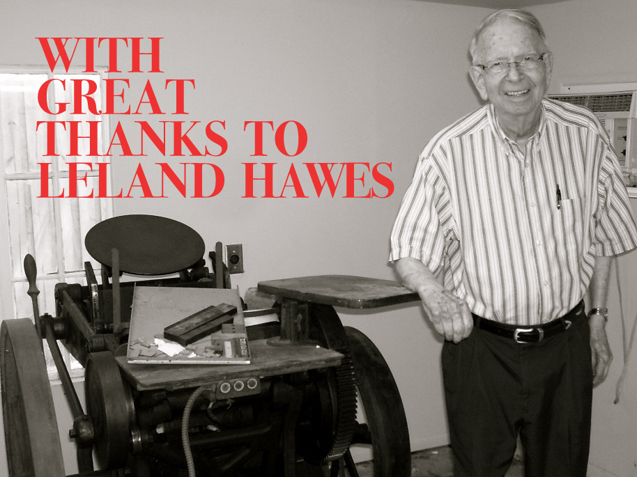 Tampa Book Arts Studio: With Great Thanks To Leland Hawes