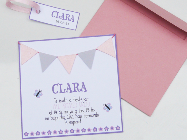 Tinta Azul: Invitaciones con banderines!!