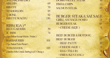 Daftar Harga Menu Andakar Steak Terbaru 2018