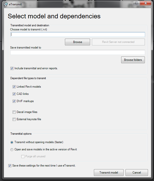eTransmit Add-In for Revit 2014