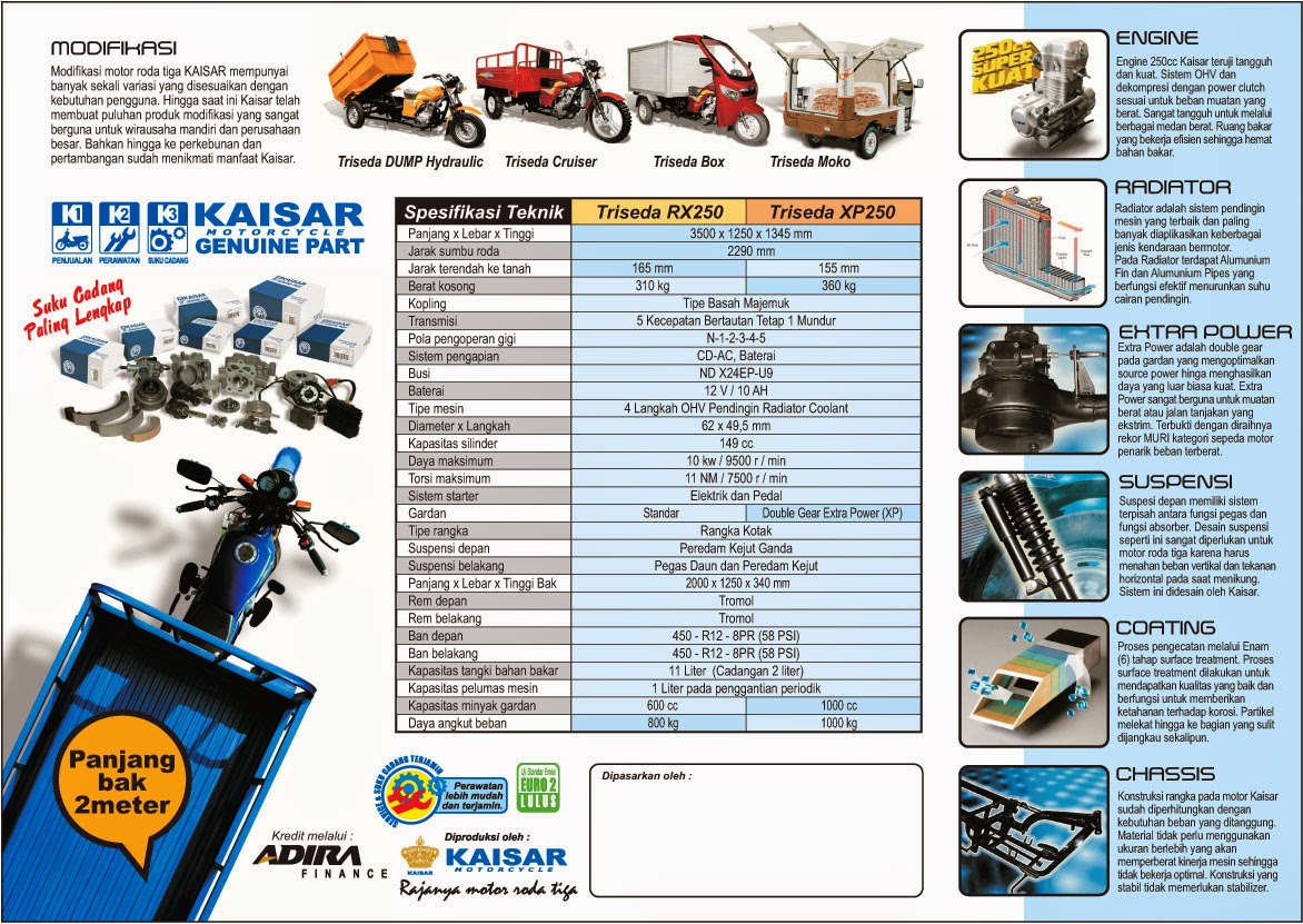 kaisar motor tiga roda, motor tiga roda bak sampah, triseda bak standar ...