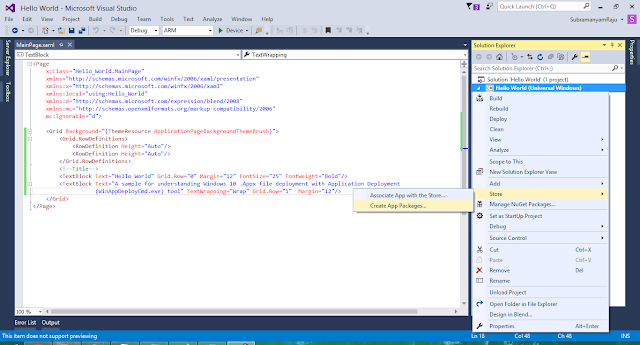 Step 1: Right click on your Project=>Store=>Create App Packages