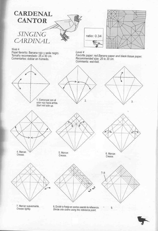 El arte del Origami: Cardinal Singing