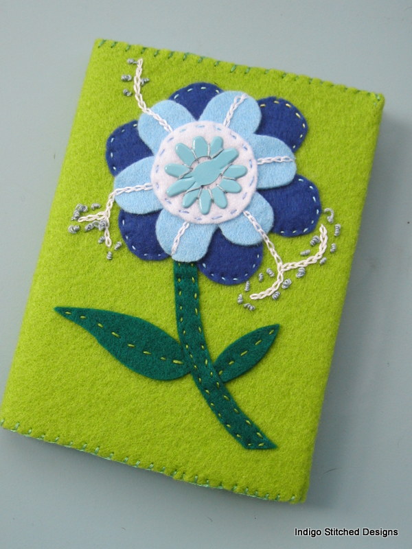 Indigo Blue: Felt Book Cover - Indigo Stitched Designs