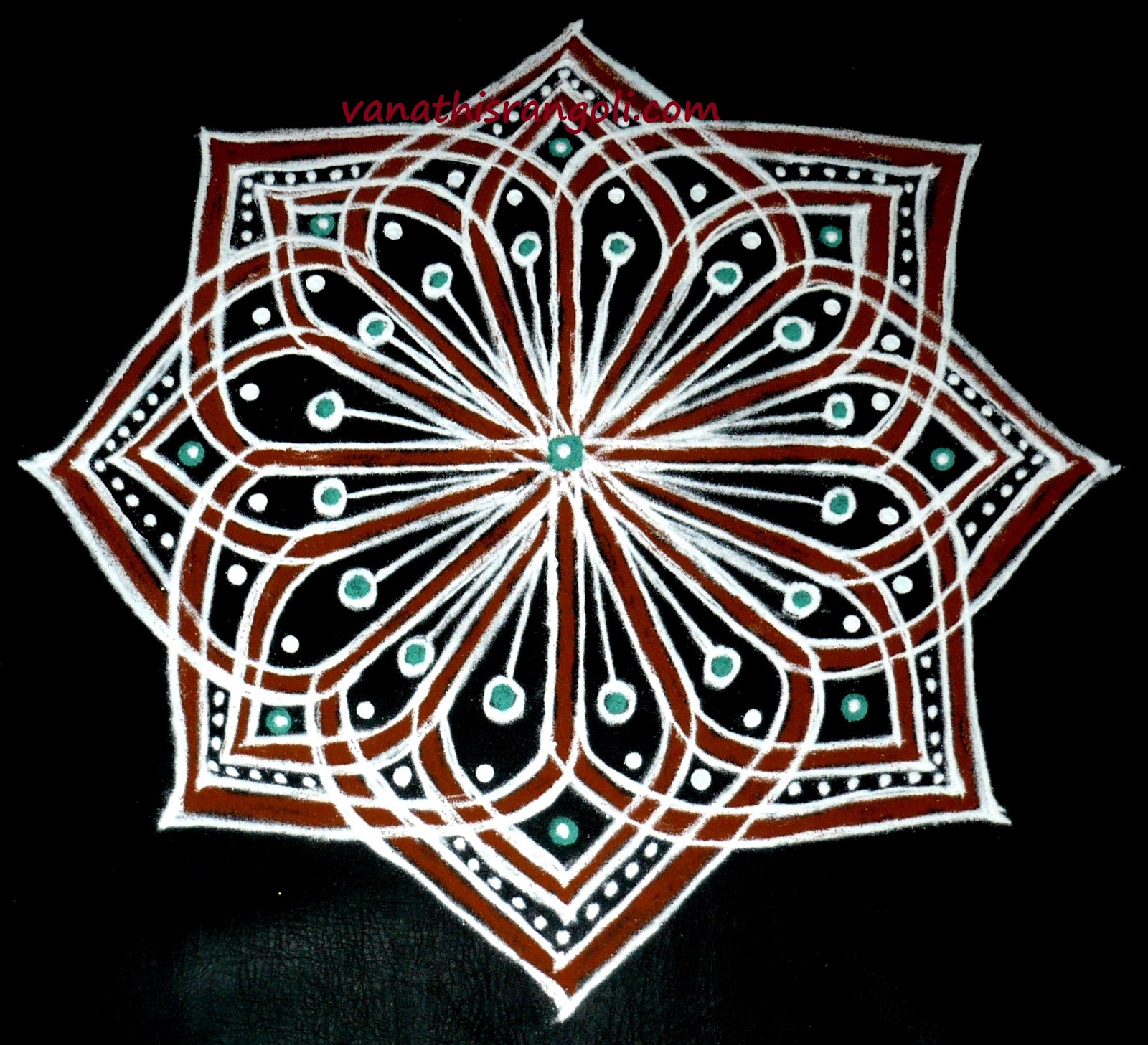 Vanathi's Rangoli / Kolangal: Kaavi \ Red Border Flower Rangoli ...