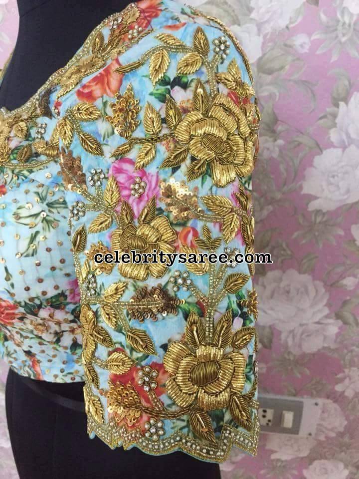 Floral Blouse with Zardosi Work - Saree Blouse Patterns