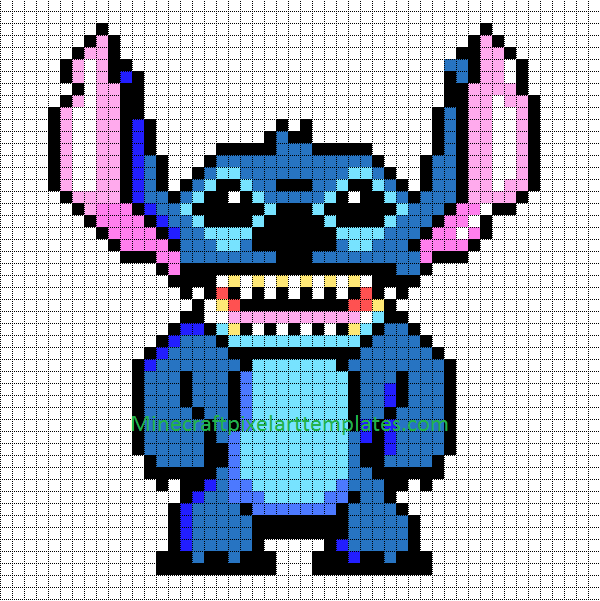 Minecraft Pixel Art Templates: Stitch (Lilo and Stitch)