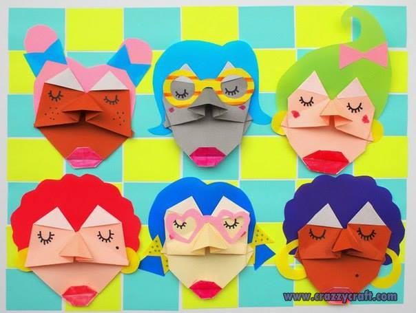 funny origami face for kids - crazzy craft