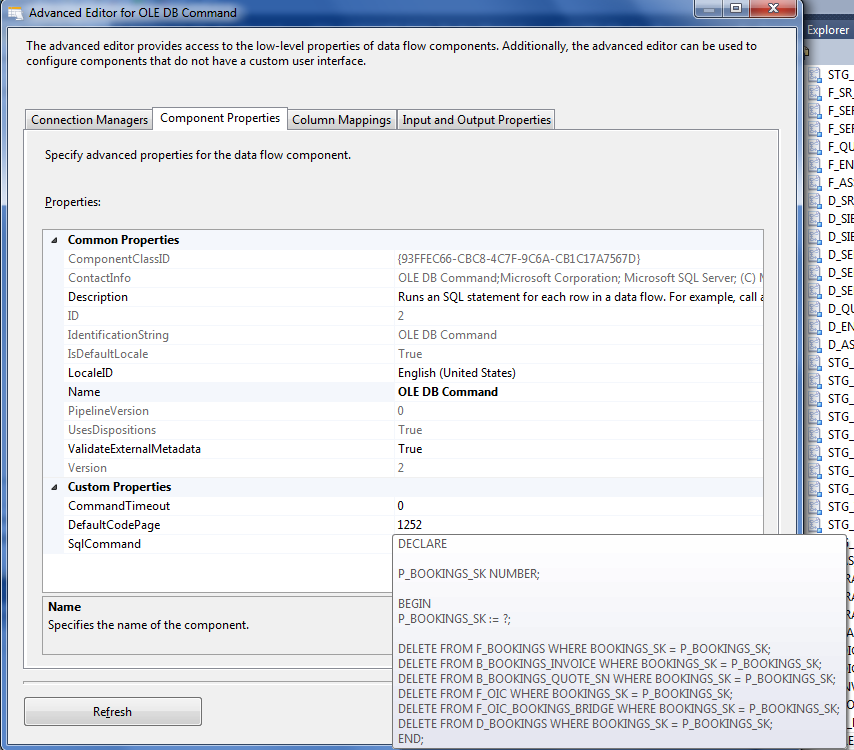 Microsoft Sql Server Business Intelligence Ssis Ssas Ssrs Ssis Ole Db Command Run A Pl Sql