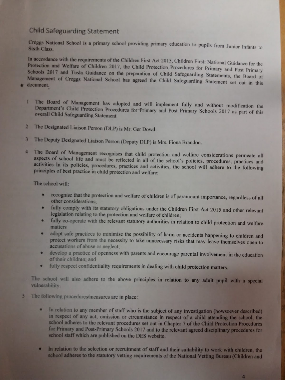 Creggs National School CHILD PROTECTION STATEMENT creggs-national-school-child-protection-statement
